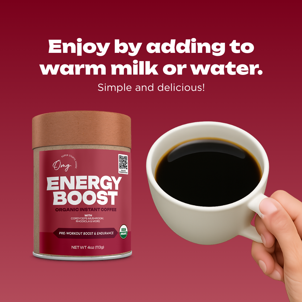 Energy Boost Instant Coffee with Mushrooms – OMG Superfoods